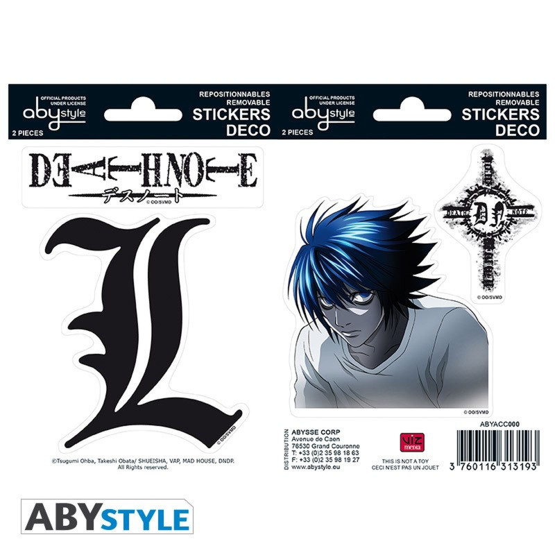 Stickers - Death Note - L - 2 planches de 16x11 cm